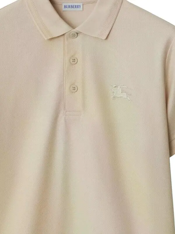 Burberry Sand Beige Polo Shirt With Equestrian Knight Motif - Neutrals