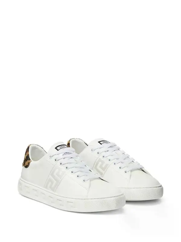 Versace Greca Leopard-embroidered Sneakers - White