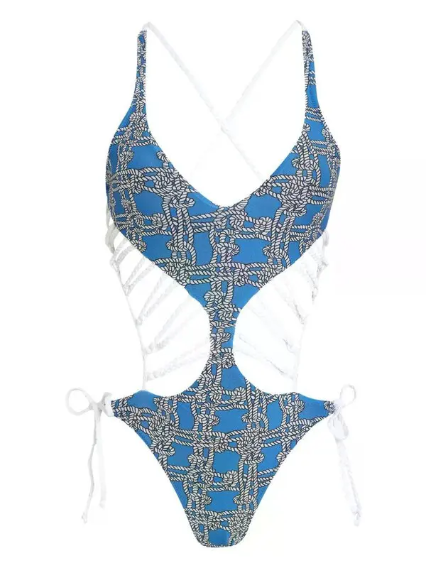 AMIR SLAMA Rope-detailing Swimsuit - Blue