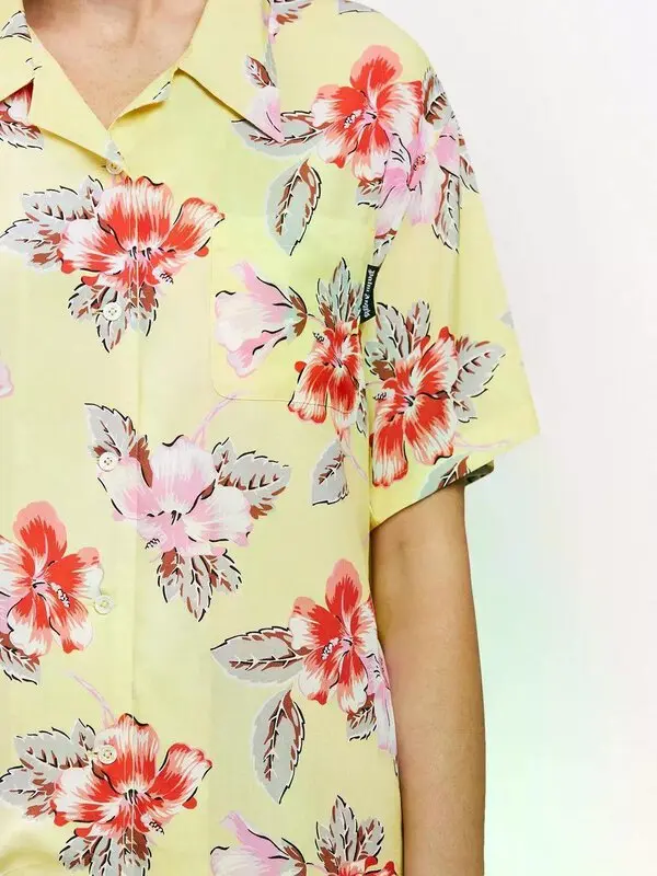 Palm Angels Hibiscus Print Short Sleeve Shirt