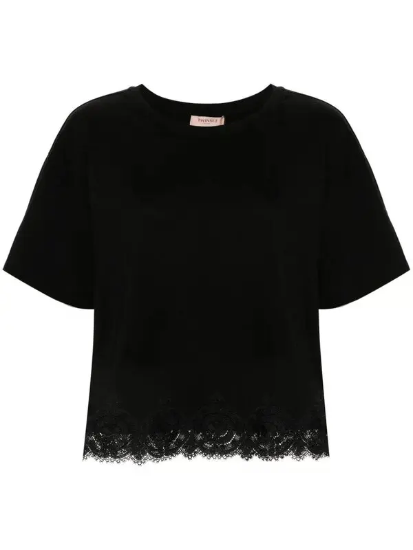 TWINSET Lace-trimmed Jersey T-shirt