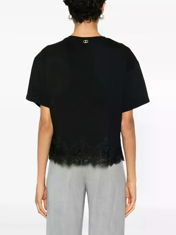 TWINSET Lace-trimmed Jersey T-shirt