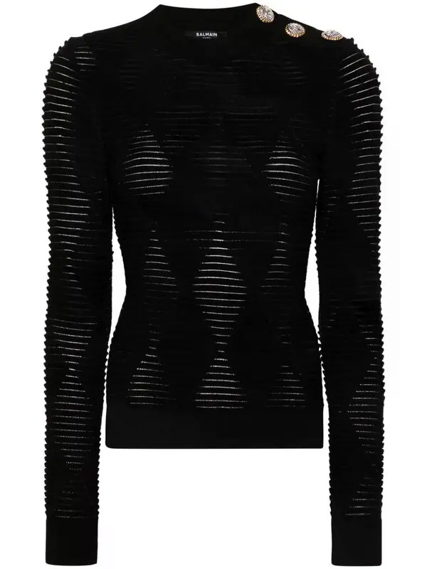 Balmain Embossed-button Jumper