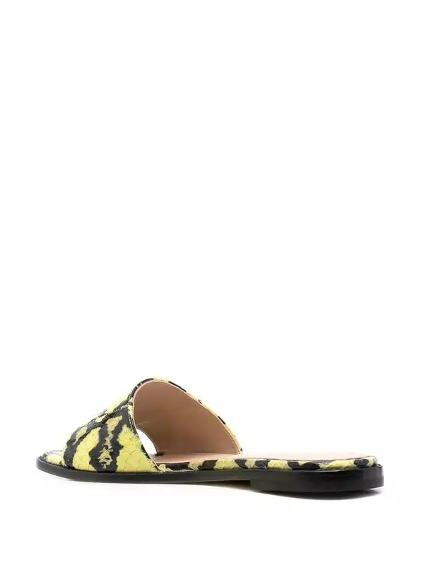SCAROSSO Graphic-print Leather Sliders