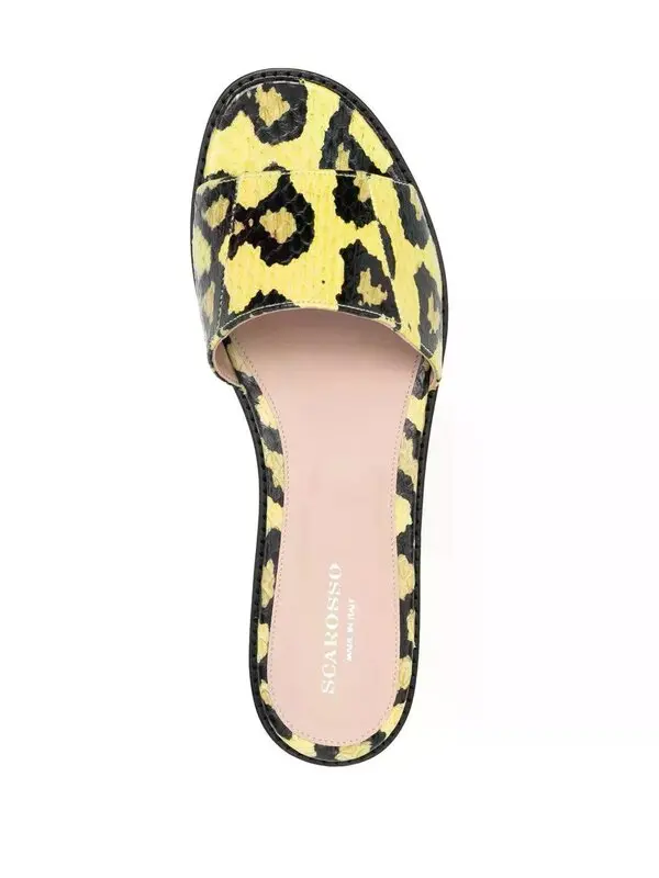 SCAROSSO Graphic-print Leather Sliders