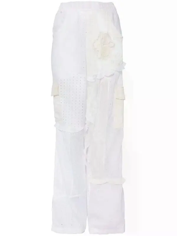 CAVIA Panelled Broderie-anglaise Cargo Trousers