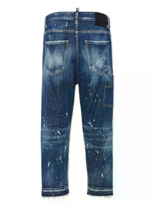 Dsquared2 Ripped Detail Washed Denim Jeans