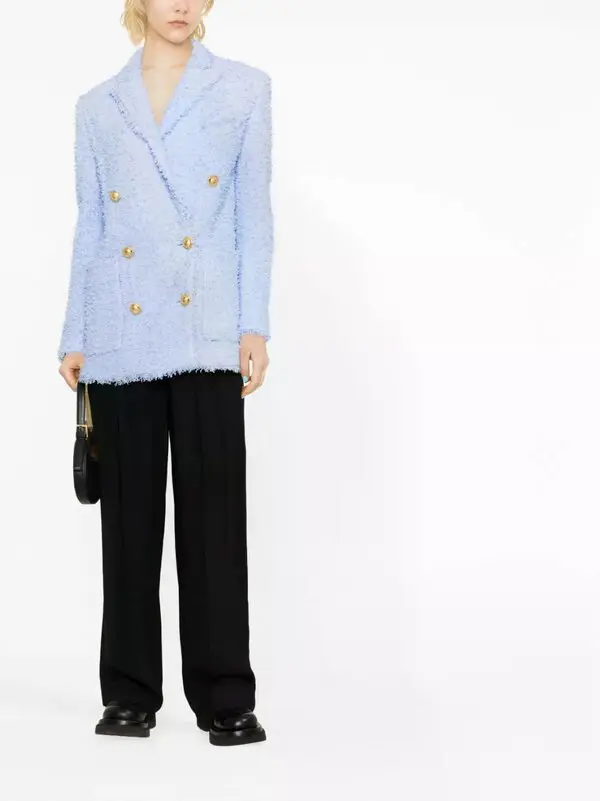 Balmain Oversized Double-breasted Tweed Blazer