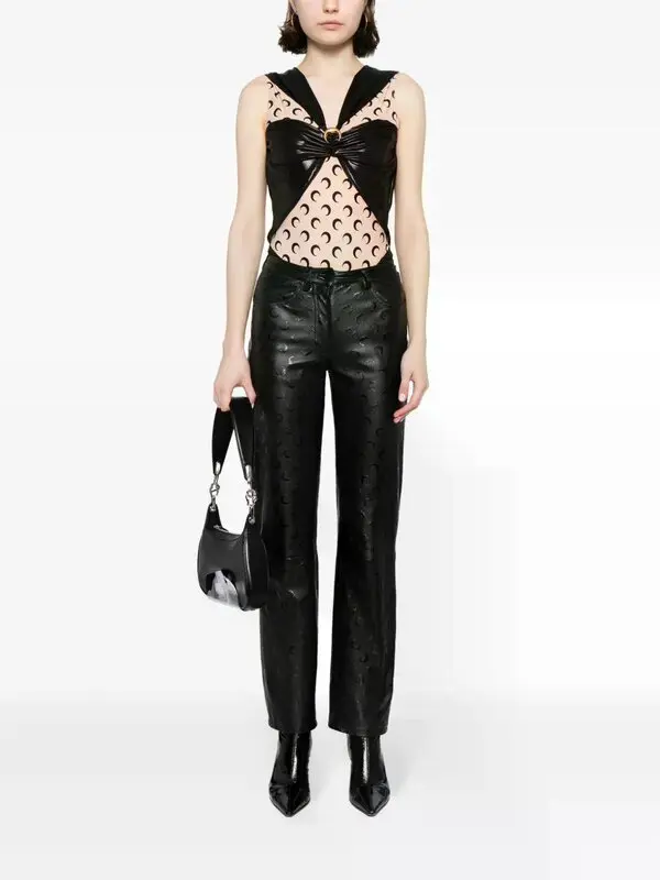MARINE SERRE Logo-print Paneled Bodysuit - Black