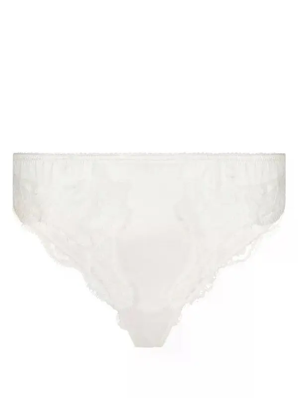 Dolce & Gabbana Lace-trim Satin Thong - White