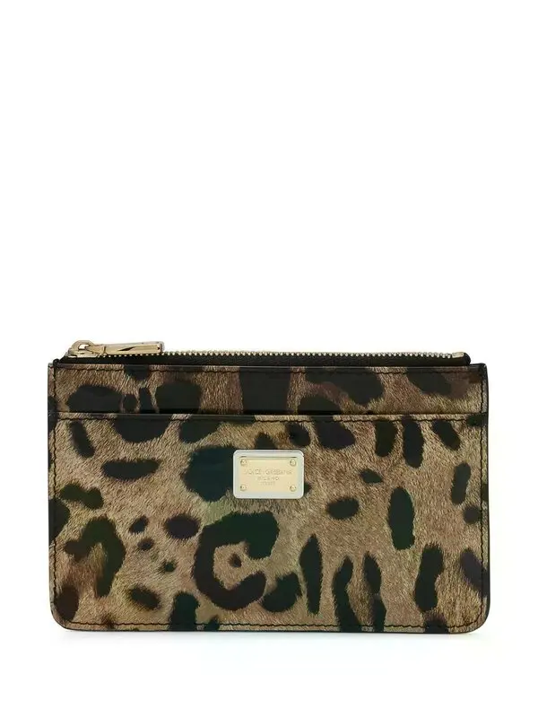 Dolce & Gabbana Leopard-print Leather Card Holder - Brown