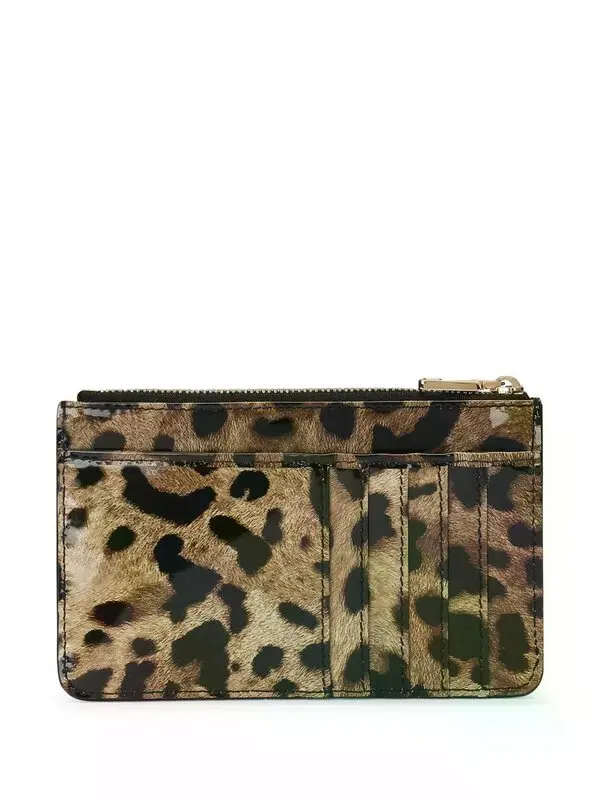 Dolce & Gabbana Leopard-print Leather Card Holder - Brown