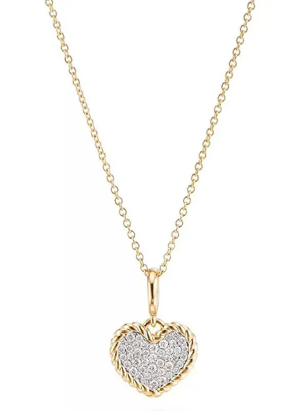 David Yurman 18kt Yellow Cable Collectibles Heart Diamond Necklace - Gold