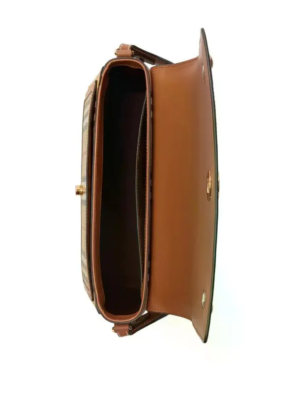 Burberry Calf Leather And Check Crossbody Bag - Neutrals