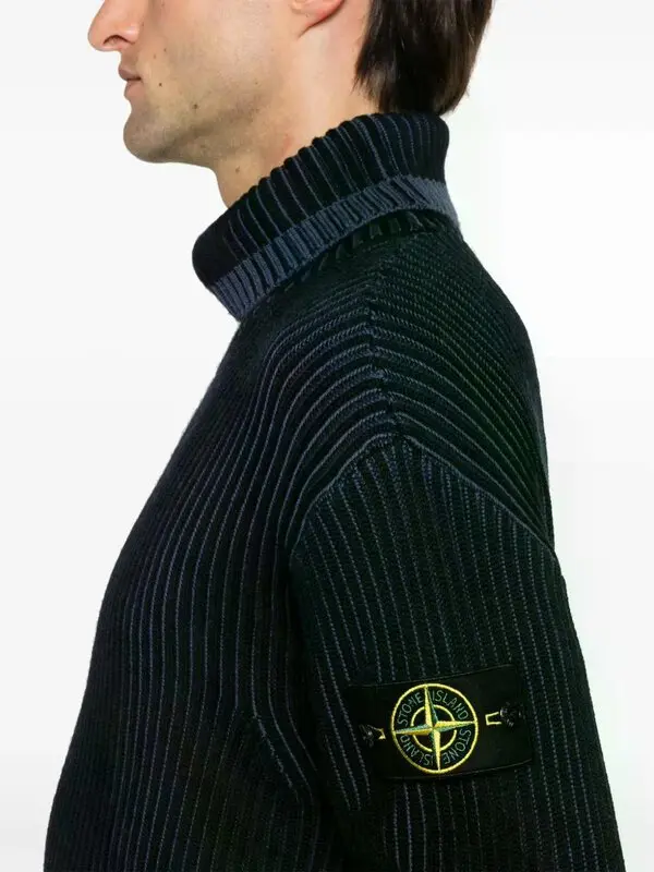 Stone Island Ribbed Virgin Wool Sweater