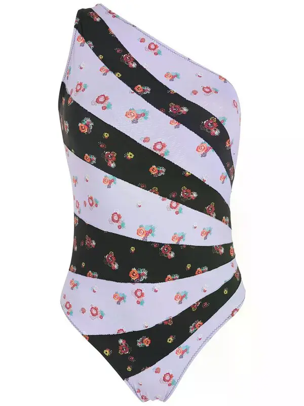 AMIR SLAMA Printed One-shoulder Swimsuit - Multicolour