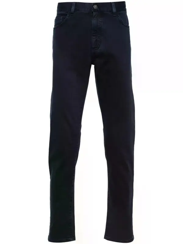 Zegna Logo-patch Mid-rise Jeans - Blue
