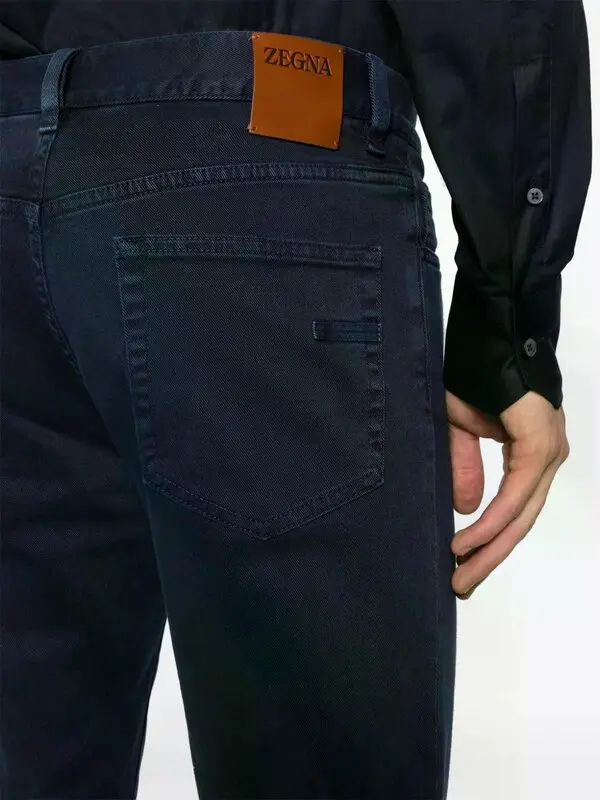 Zegna Logo-patch Mid-rise Jeans - Blue