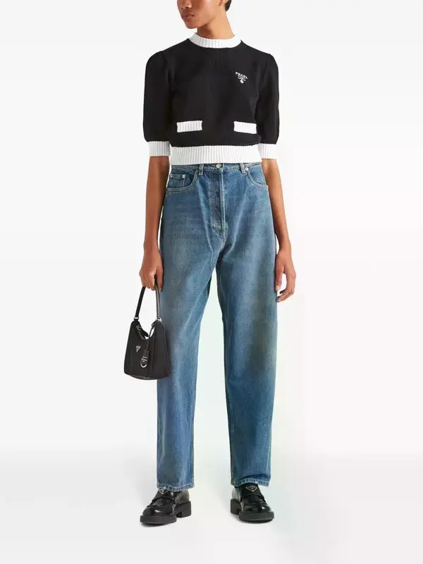 Prada High-rise Wide-leg Jeans With Worn Effect