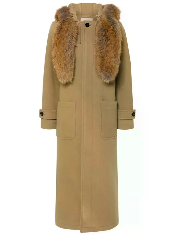 Burberry Faux-fur Trim Wool Coat