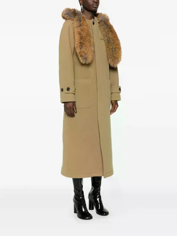 Burberry Faux-fur Trim Wool Coat