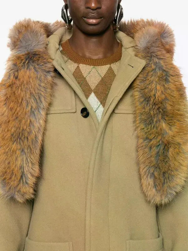 Burberry Faux-fur Trim Wool Coat