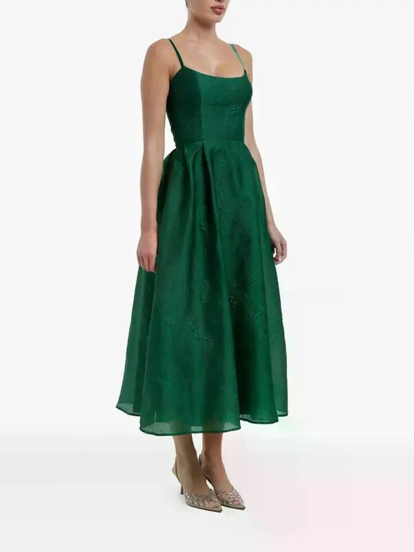 POST MERIDIEM Jacquard Corset-bustier Midi Dress - Green