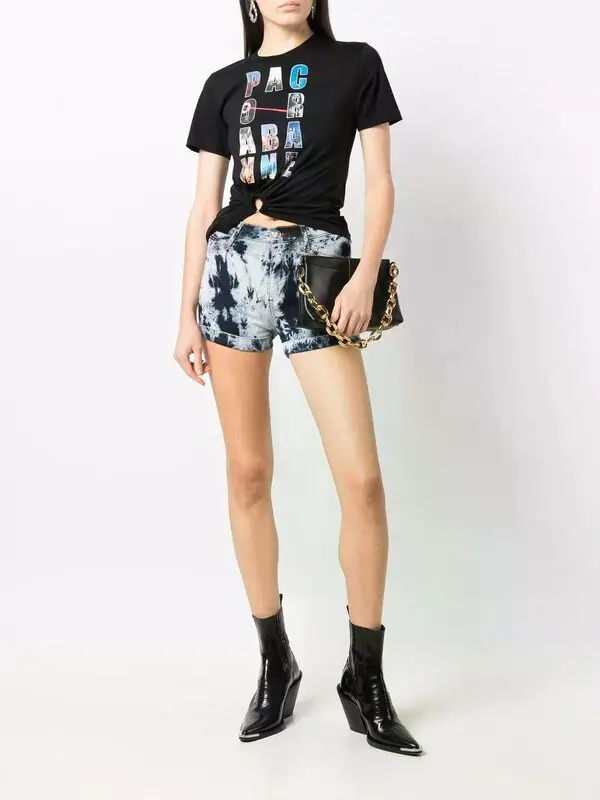 Philipp Plein Bleached Denim Mini Shorts