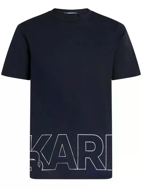 Karl Lagerfeld Metallic Logo-print T-shirt - Blue