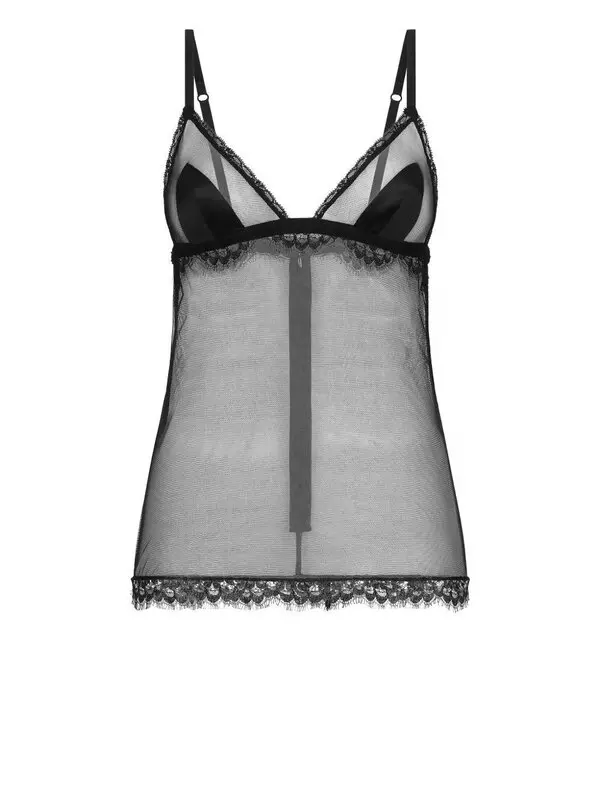 Dolce & Gabbana Lace-detail Sheer Top - Black