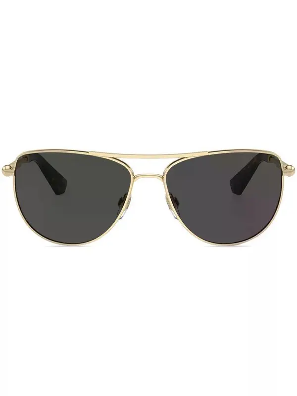 Burberry Logo-engraved Pilot Sunglasses - Gold