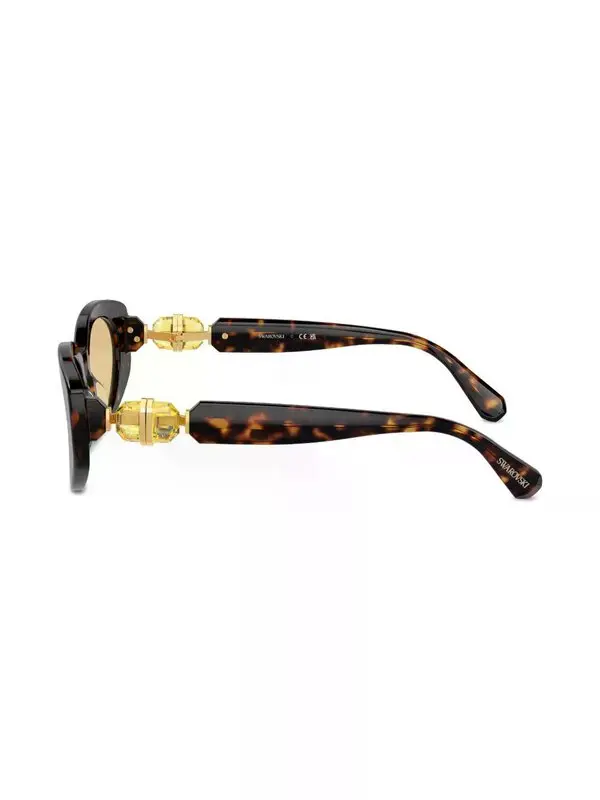 SWAROVSKI Tortoiseshell-effect Round-frame Sunglasses