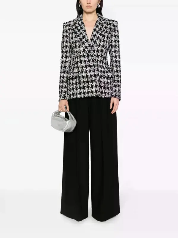Faith Connexion Bouclé Houndstooth Double-breasted Blazer