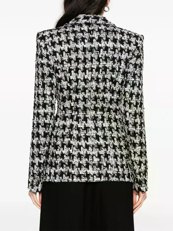 Faith Connexion Bouclé Houndstooth Double-breasted Blazer