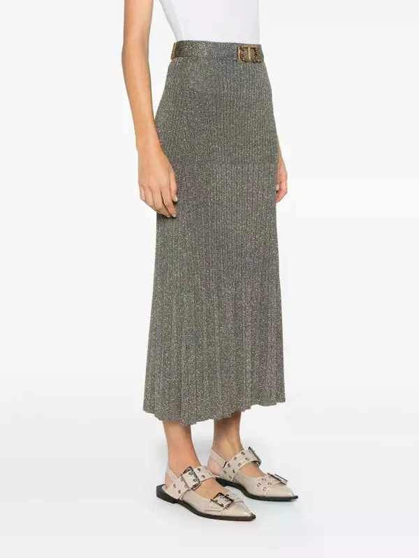 TWINSET Fine-knit Lurex Midi Skirt