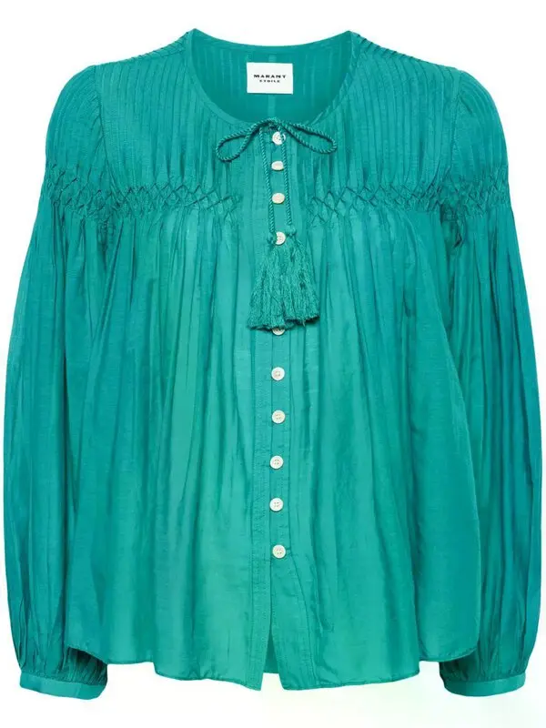 MARANT ETOILE Abadi Pintuck Blouse - Green