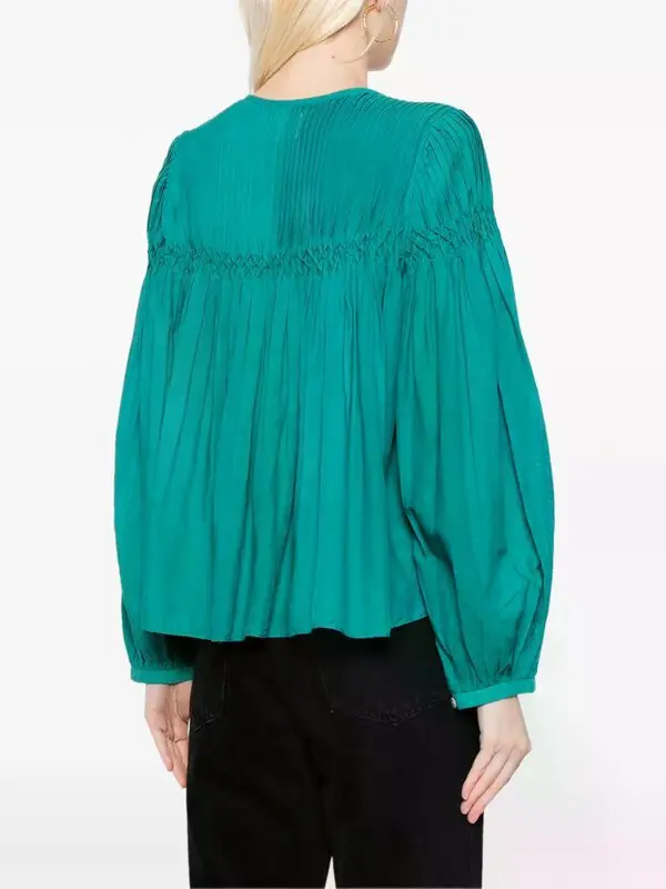 MARANT ETOILE Abadi Pintuck Blouse - Green