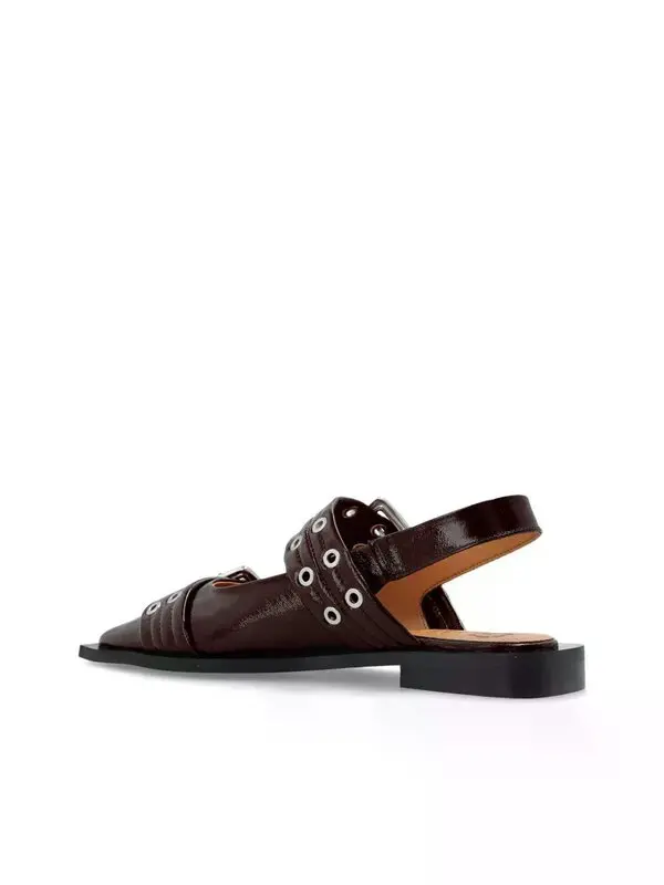 GANNI Buckle Ballerina Shoes - Red