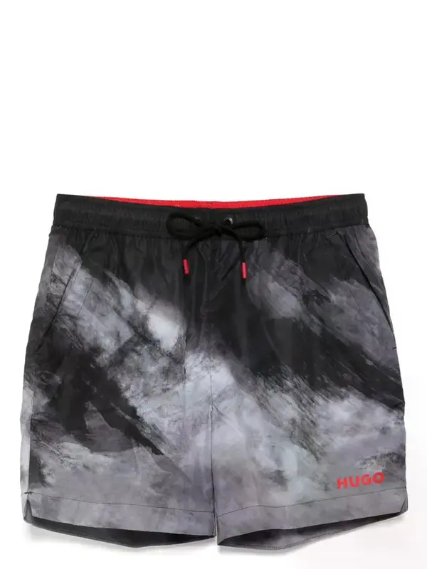BOSS Graphic Print Swim Shorts - Grey