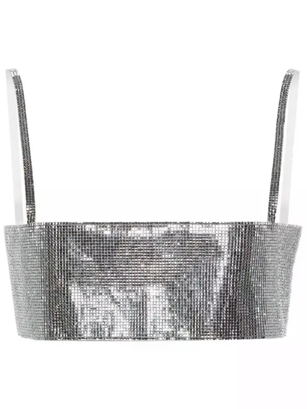 NUE Mirror Rhinestone-embellished Crop Top - Grey