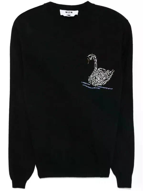 MSGM Swan-motif Fine Knit Sweater