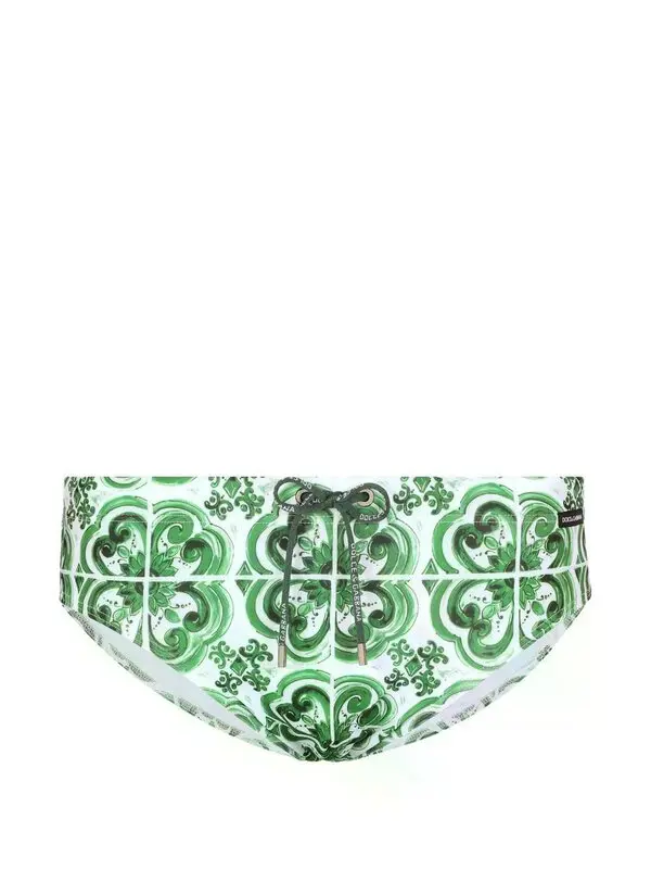 Dolce & Gabbana Majolica-print Swim Briefs - Green