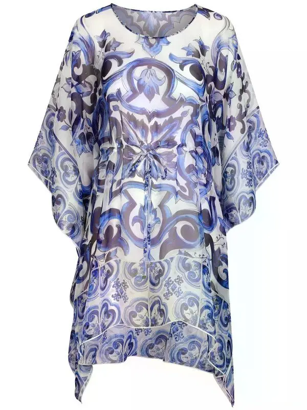 Dolce & Gabbana Majolica-print Silk Caftan - Blue
