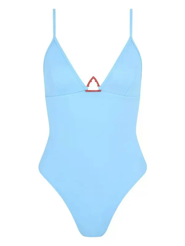 LET'S SWIM Shark-logo One-piece Swimsuit - Blue