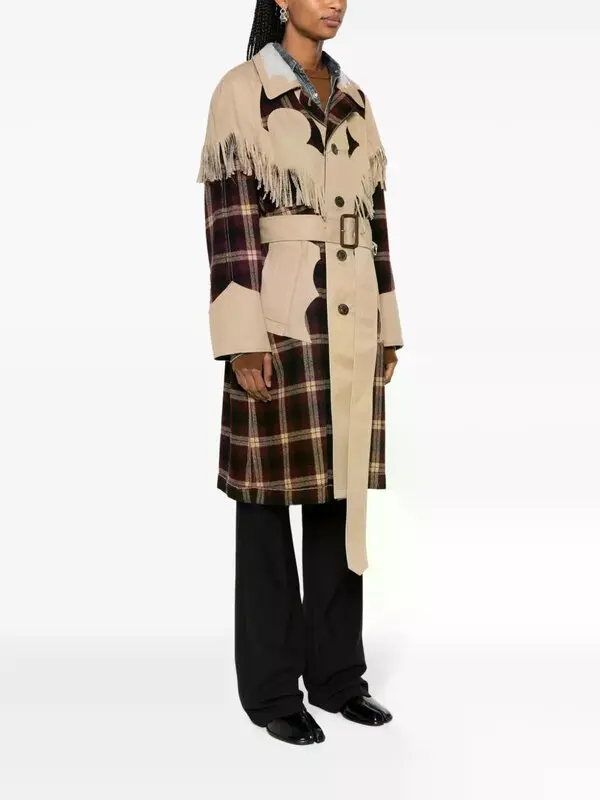 MAISON MARGIELA Check-pattern Fringed Wool Coat