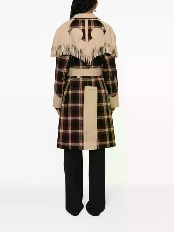 MAISON MARGIELA Check-pattern Fringed Wool Coat