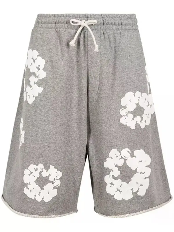 DENIM TEARS Drawstring Cotton Track Shorts - Grey