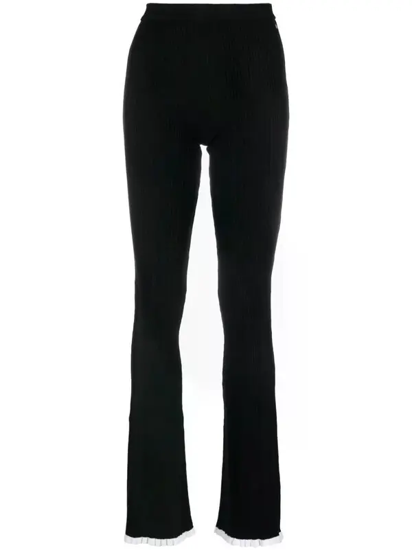 MSGM Intarsia-knit Logo High-waisted Trousers