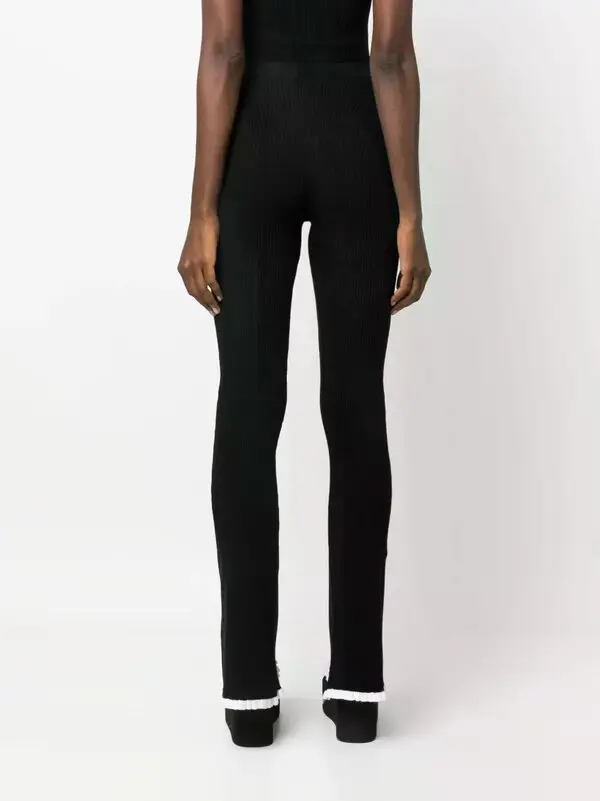 MSGM Intarsia-knit Logo High-waisted Trousers