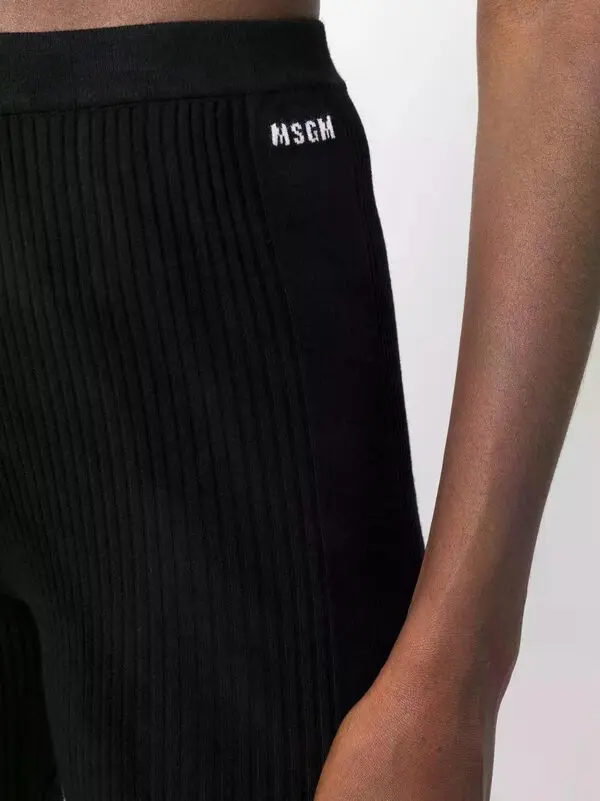 MSGM Intarsia-knit Logo High-waisted Trousers